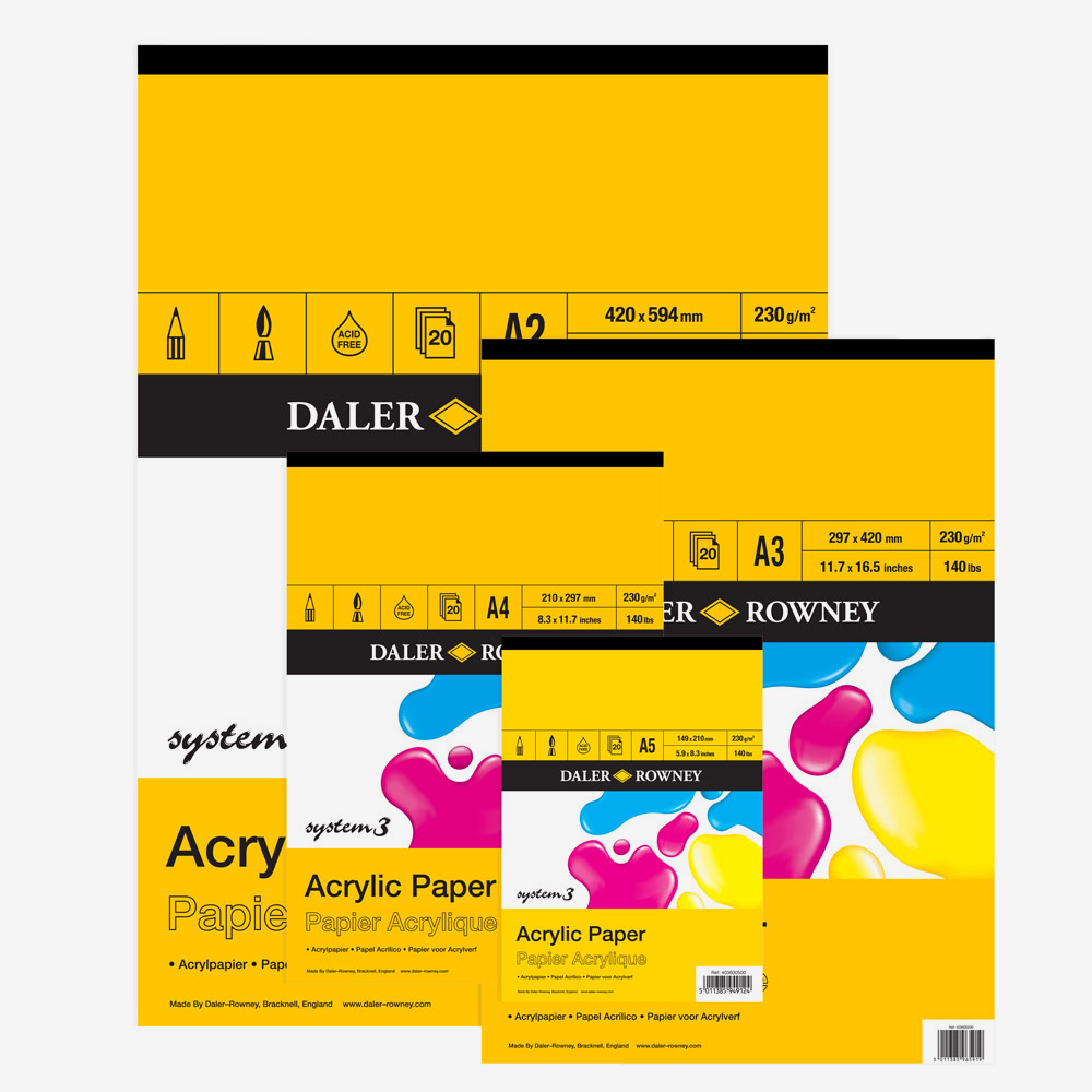 Daler Rowney System 3 Acrylic Pads 230gsm 20 Sheets