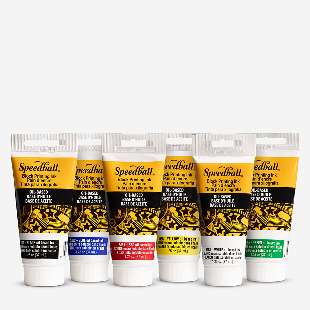 Speedball : Oil-based Block Ink : 37ml (1.5oz) : Starter Set of 6