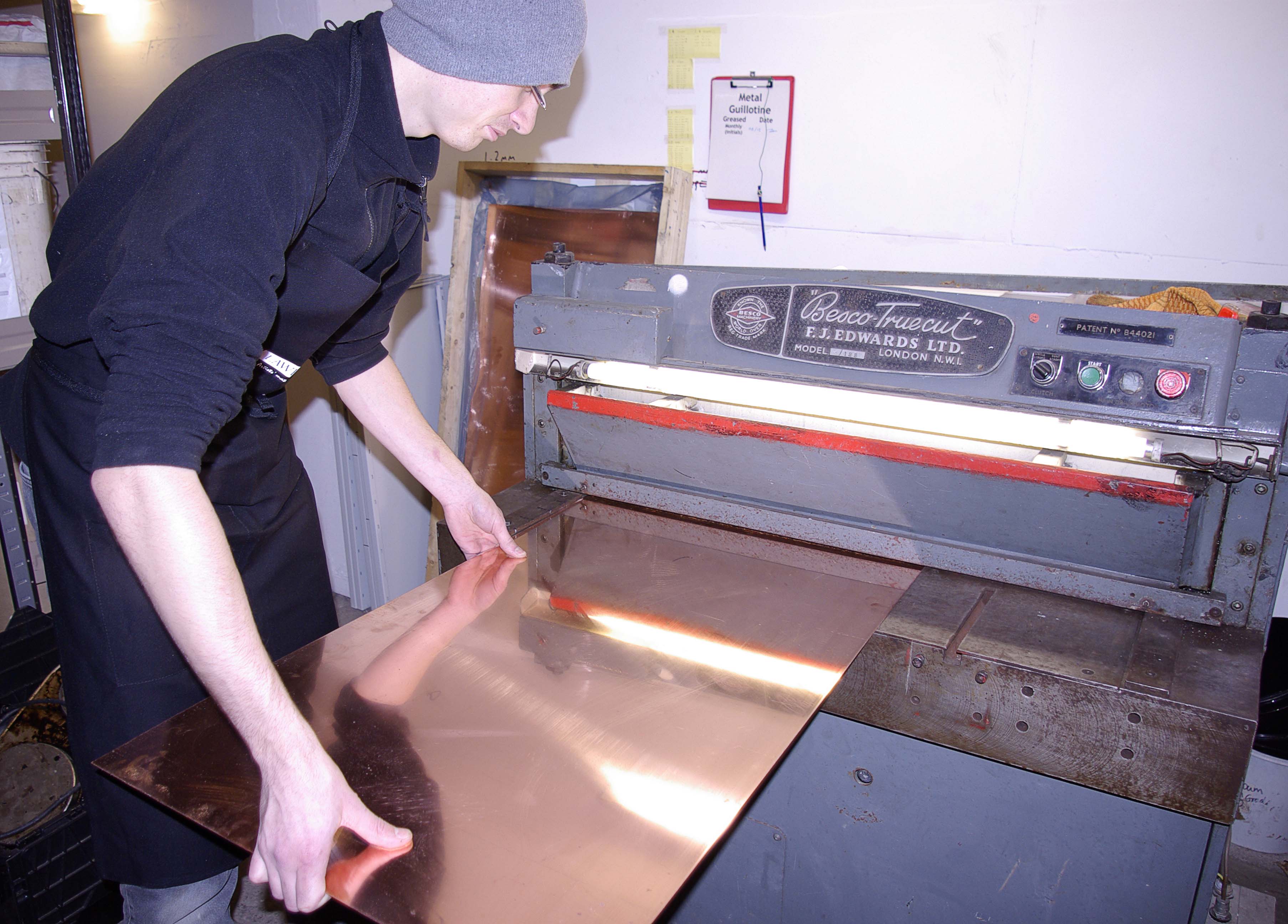 Metal plate cutting - Lawrence Art Supplies UK